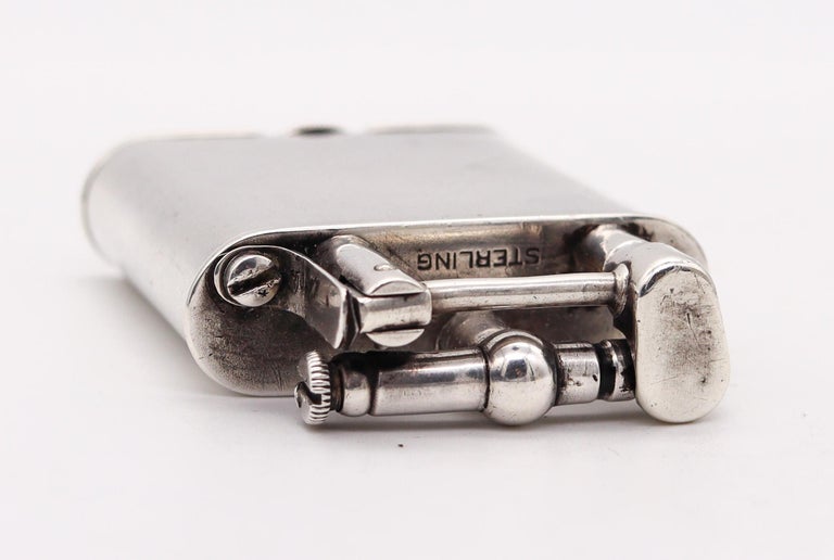 Dunhill England 1927 Art Deco Unique Lift Arm Petrol Lighter .925 Sterling Siver For Sale at 1stDibs