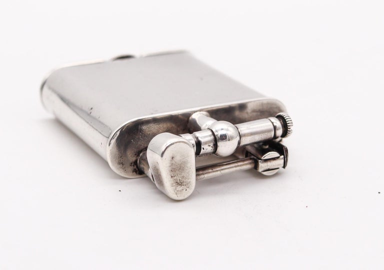 Dunhill England 1927 Art Deco Unique Lift Arm Petrol Lighter .925 Sterling Siver For Sale at 1stDibs