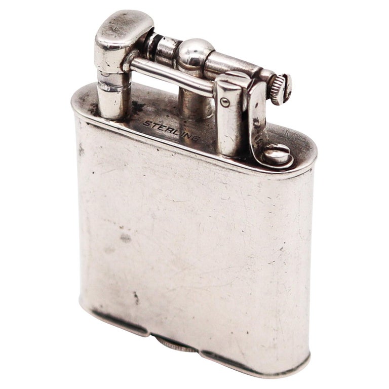 Dunhill England 1927 Art Deco Unique Lift Arm Petrol Lighter .925 Sterling Siver For Sale at 1stDibs