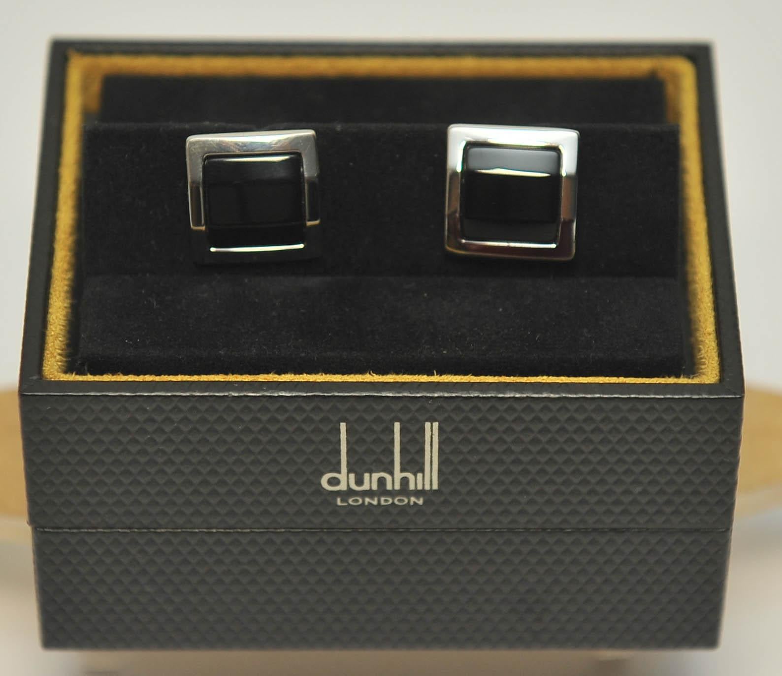 Dunhill of London Sterling Silver and Onyx Cufflinks in Original ...