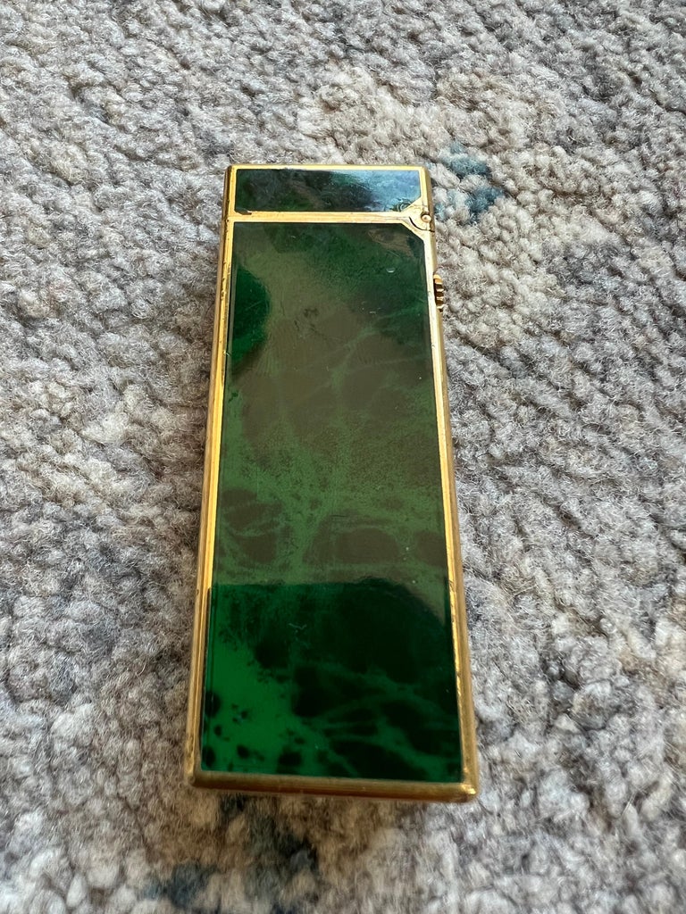 Dunhill Rare Green Marble Lacquer and Gold Roller For Sale at 1stDibs