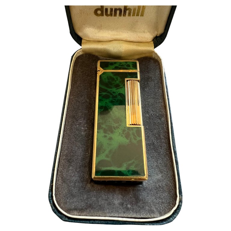 Dunhill Rare Green Marble Lacquer and Gold Roller For Sale at 1stDibs