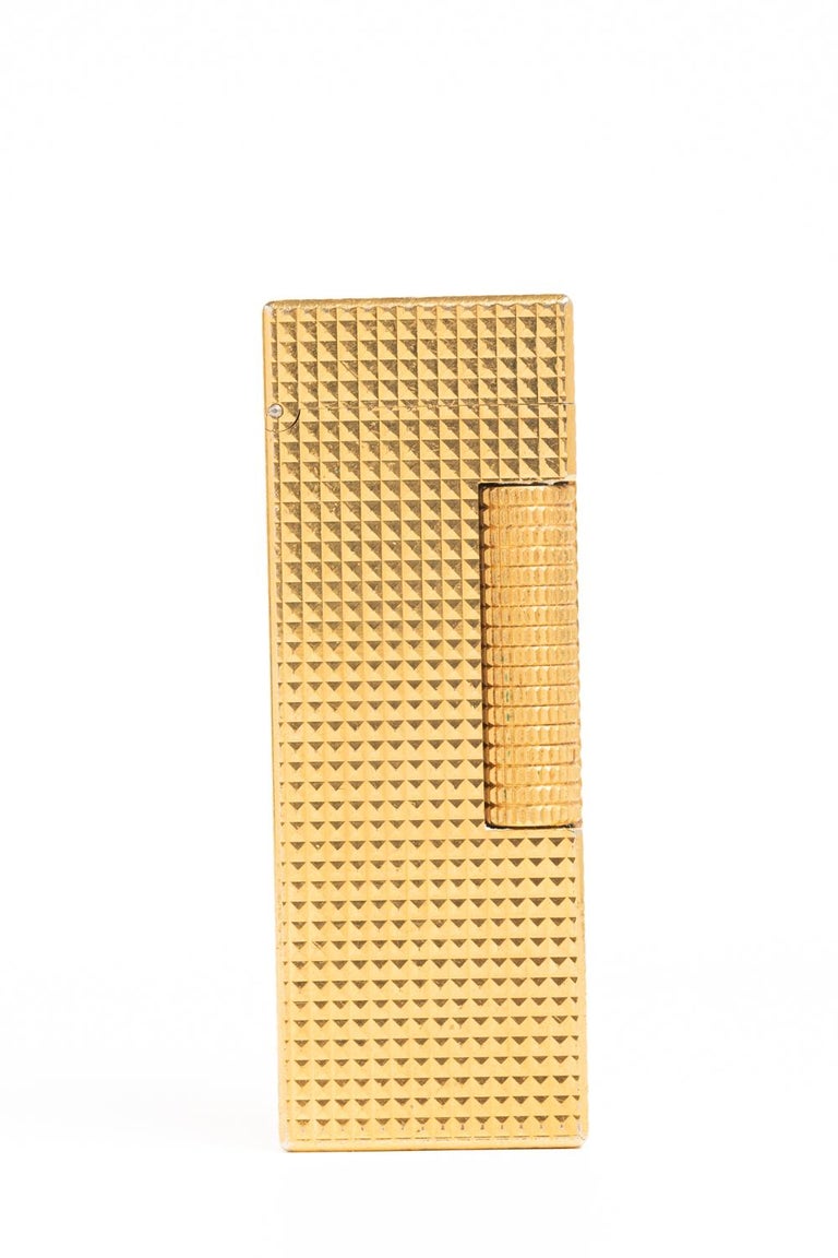 Dunhill Rollagas Lighter Gold Plated Diamond Pattern For Sale at 1stDibs