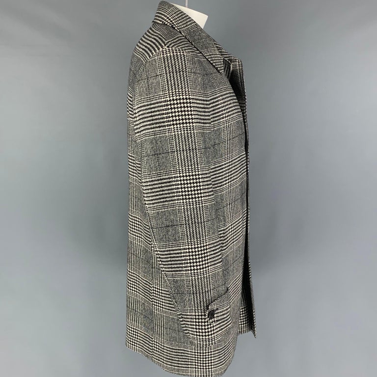 DUNHILL Size 42 Black White Plaid Wool Cashmere Car Coat For Sale at ...
