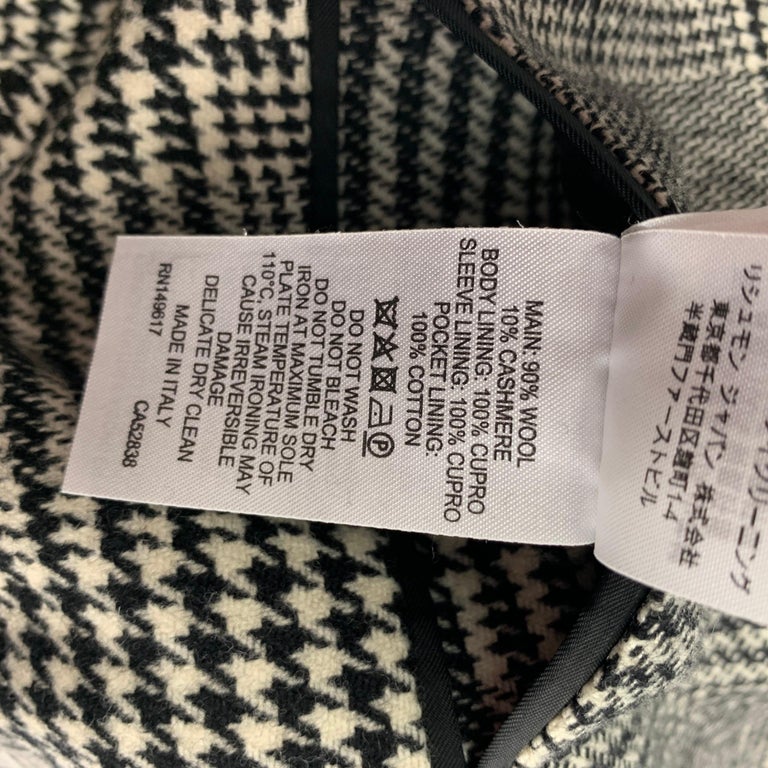 DUNHILL Size 42 Black White Plaid Wool Cashmere Car Coat For Sale at ...