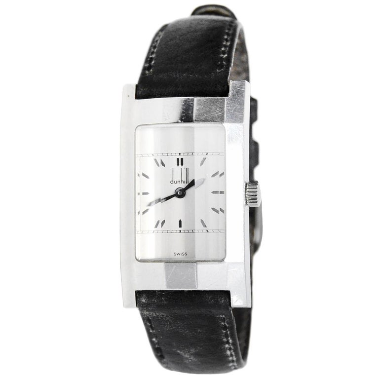 Dunhill Stainless Watch w/ Black Leather Band For Sale at 1stDibs