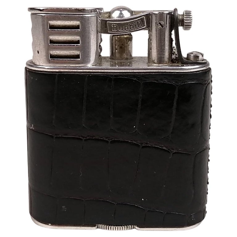 Dunhill Steel and Black Crocodile Leather Unique Sports Lighter For ...