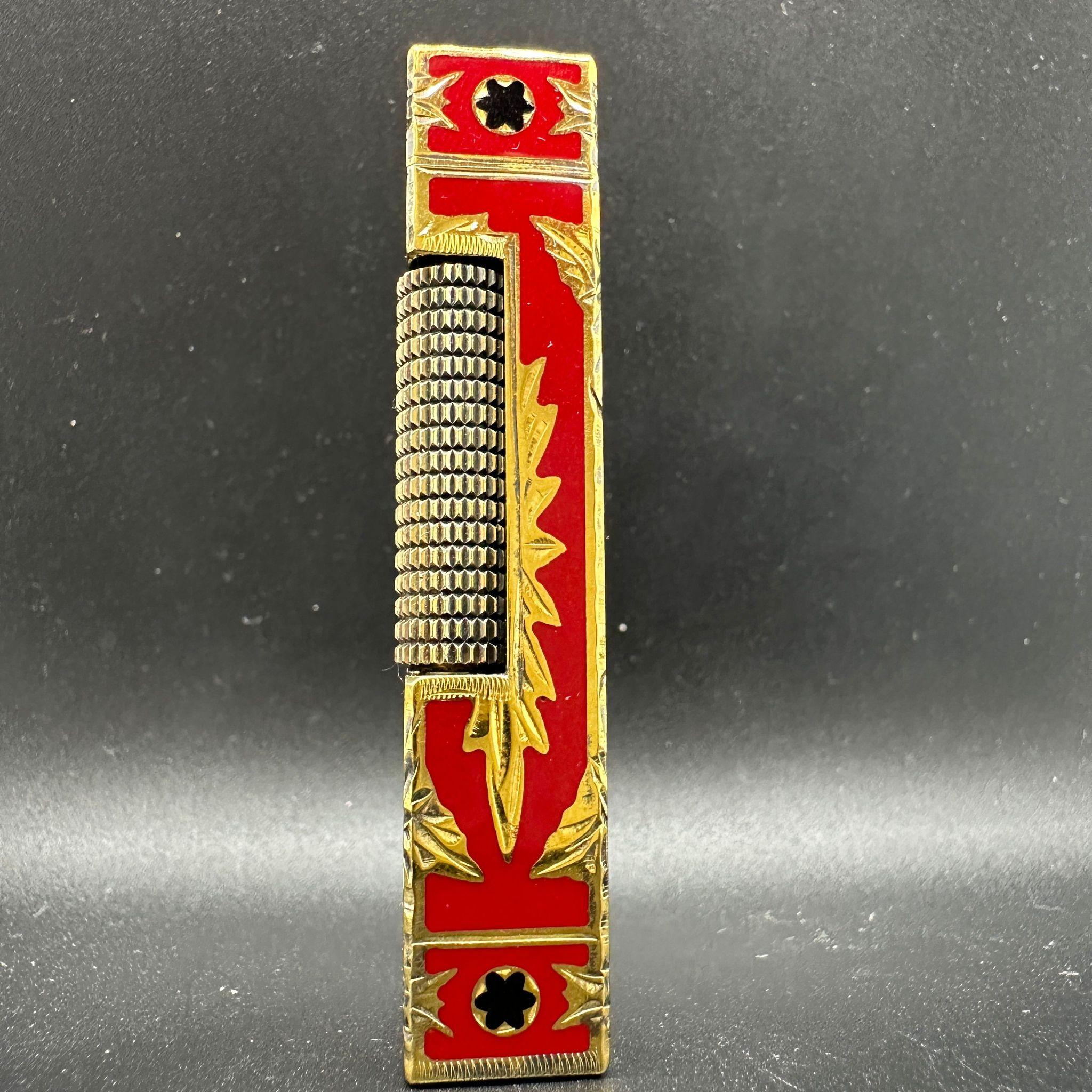Dunhill Very Rare Royking Lighter, 18k Gold Plating and Enamel Inlay ...