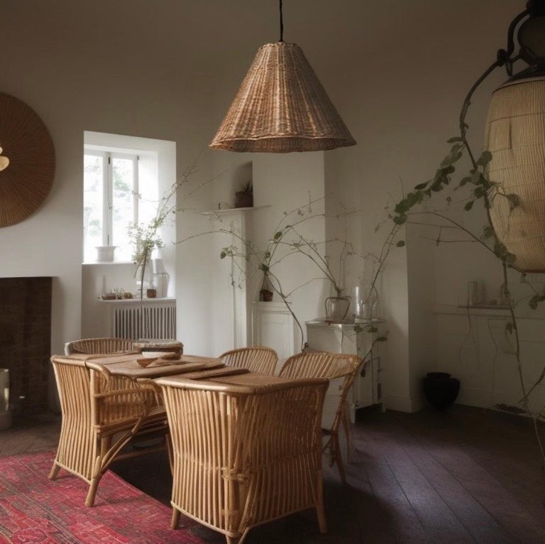 Etna Rattan Large Pendant Light, by DUNLIN For Sale at 1stDibs