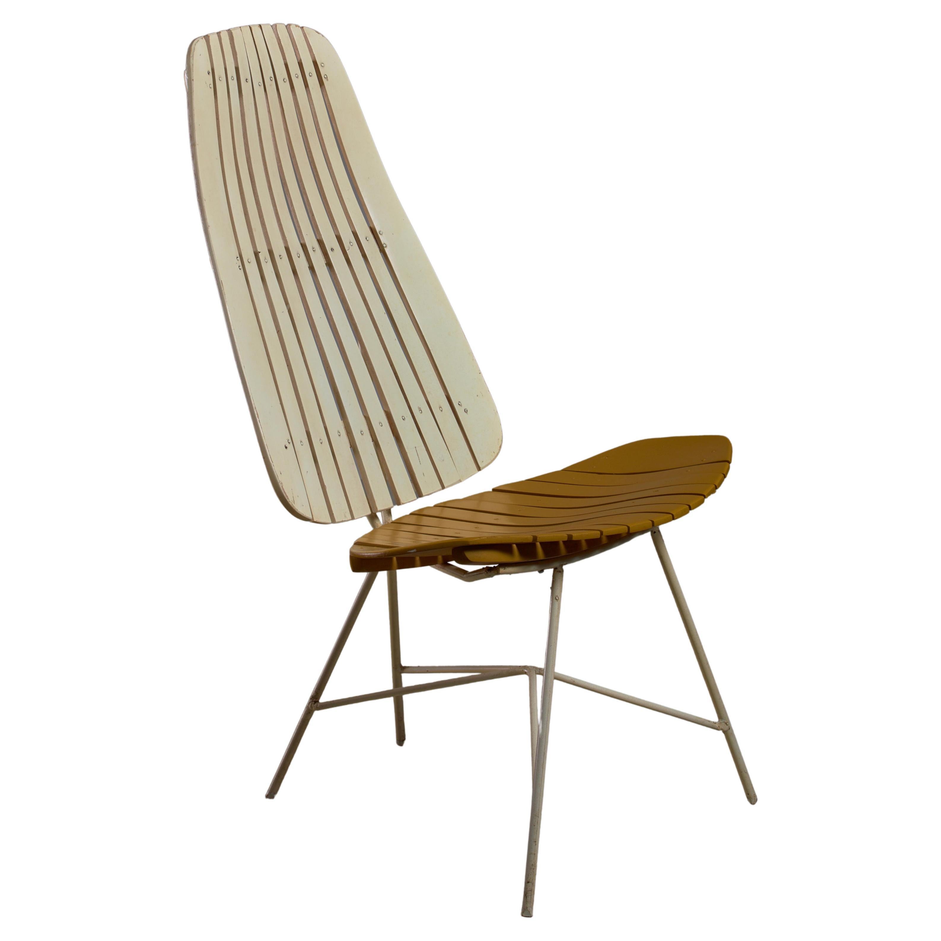 Duo-Tone Slat Lounge Chair by Arthur Umanoff, USA, 1950s at 1stDibs