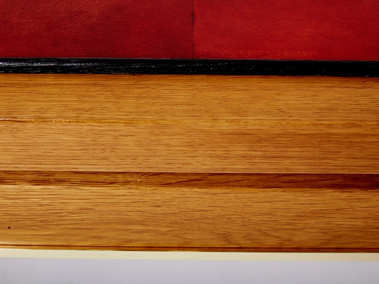 Dupré-lafon Style Oak Brass Leather Coffee Table Alberto Pinto, 1990 ...