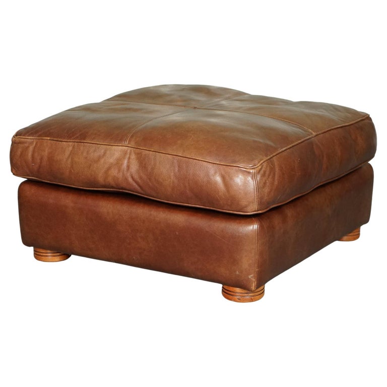 Duresta Chocolate Brown Leather Oversized Plantation Footstool For Sale ...