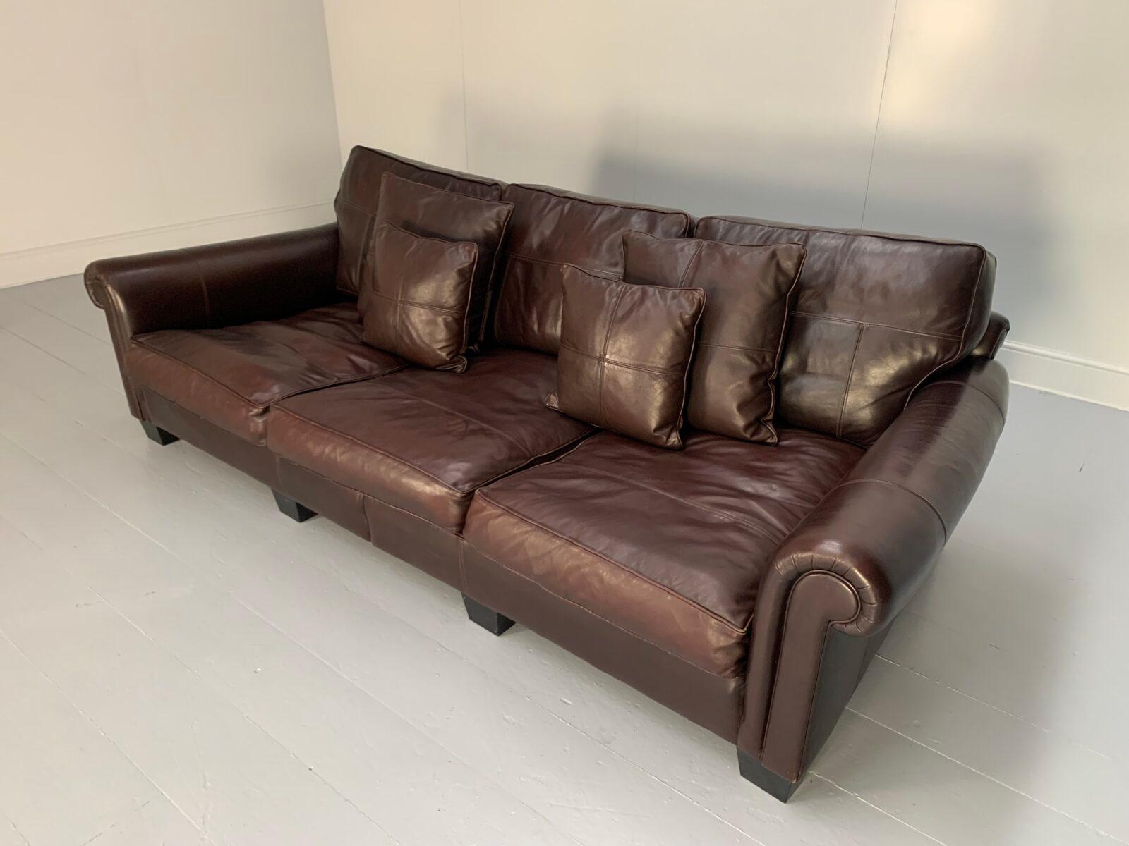 Duresta "New Plantation" Grand 4-Seat Sofa - In Dark Brown Leather at ...