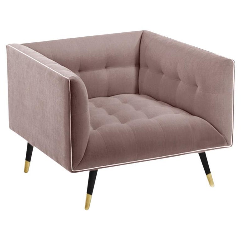 Fauteuil à poussière en hêtre-056-5, laiton poli et lotus de Barcelone ...