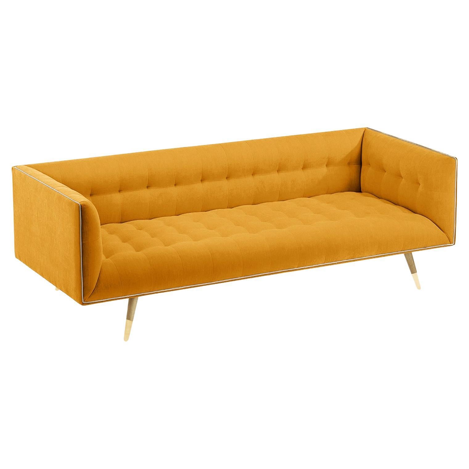 Dust Sofa, Large with Natural Oak, Polished Brass and Corn For Sale at ...