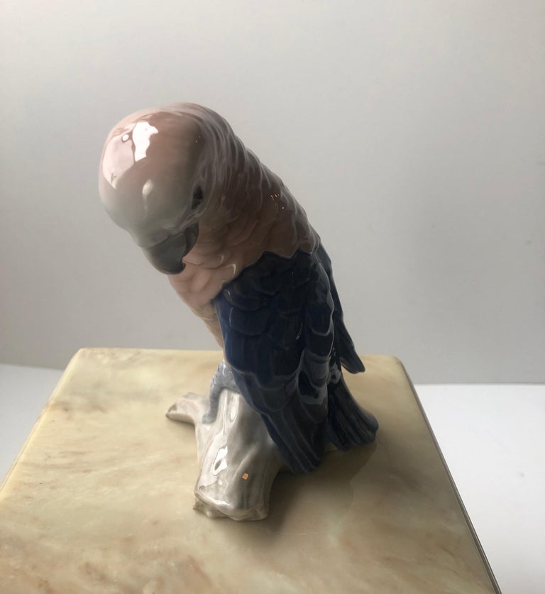Dusty Pink and Blue Porcelain Parrot Figurine on a Tree Branch For Sale ...