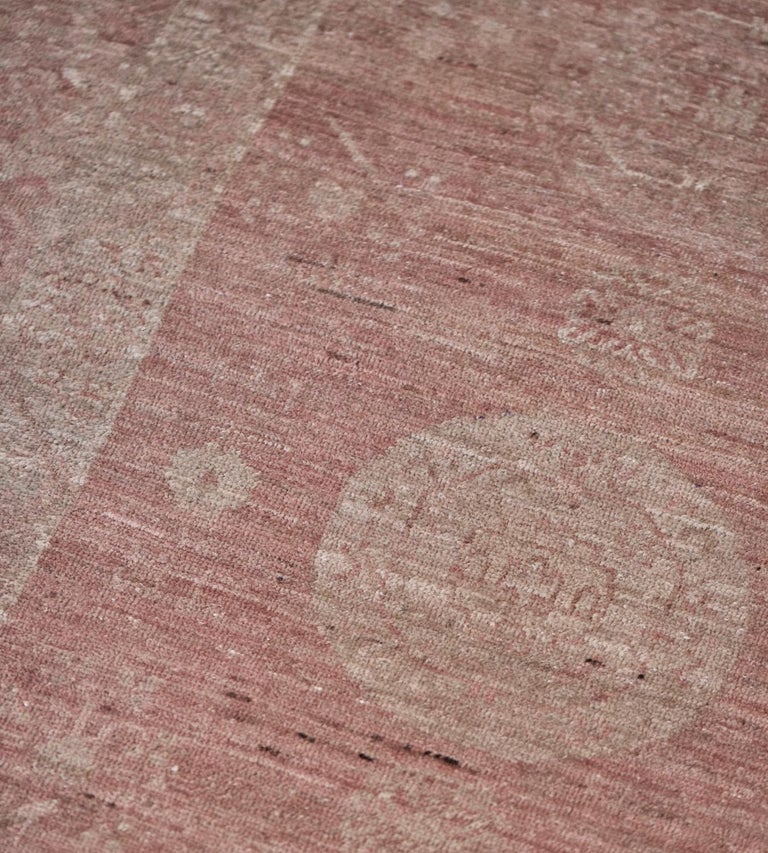 Dusty Rose Handwoven Revival Khotan Rug For Sale at 1stDibs