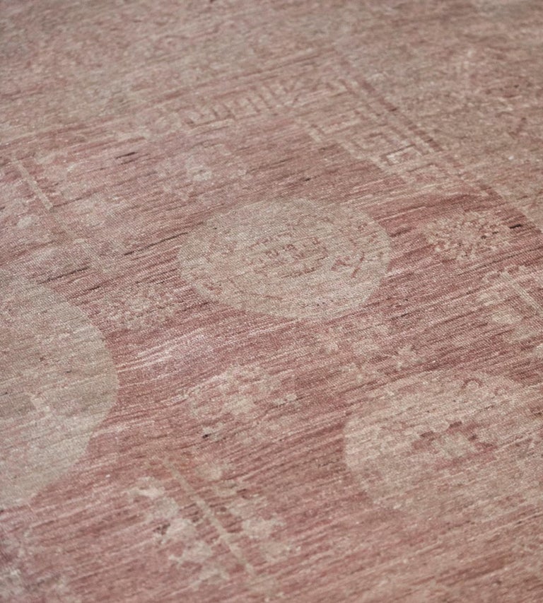 Dusty Rose Handwoven Revival Khotan Rug For Sale at 1stDibs
