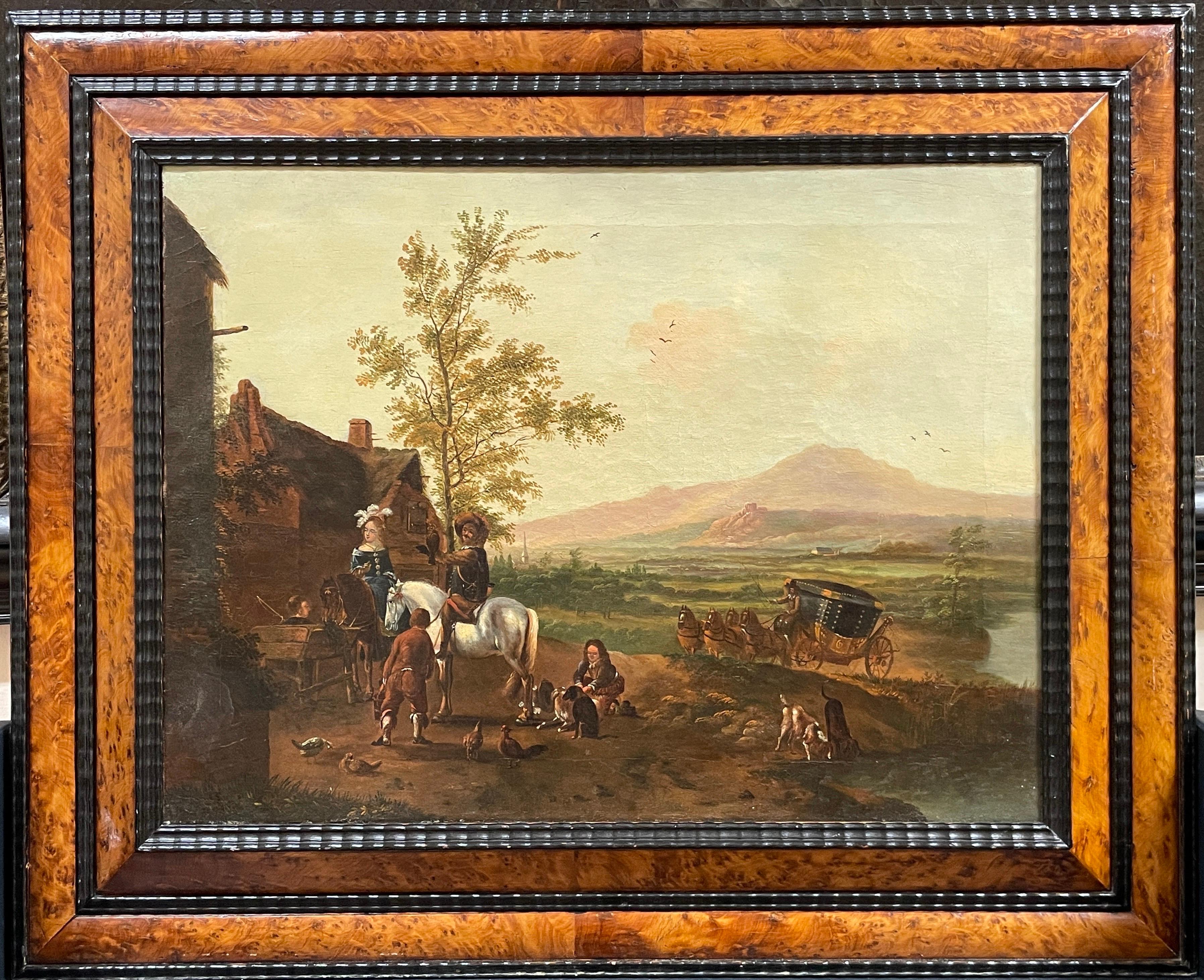 Dutch 1800's - Travellers at Roadside Tavern Pausing for Refreshments ...