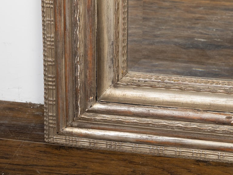 Dutch 1800s Silver Leaf Gilt Mirror with Carved Grooved Motifs and ...