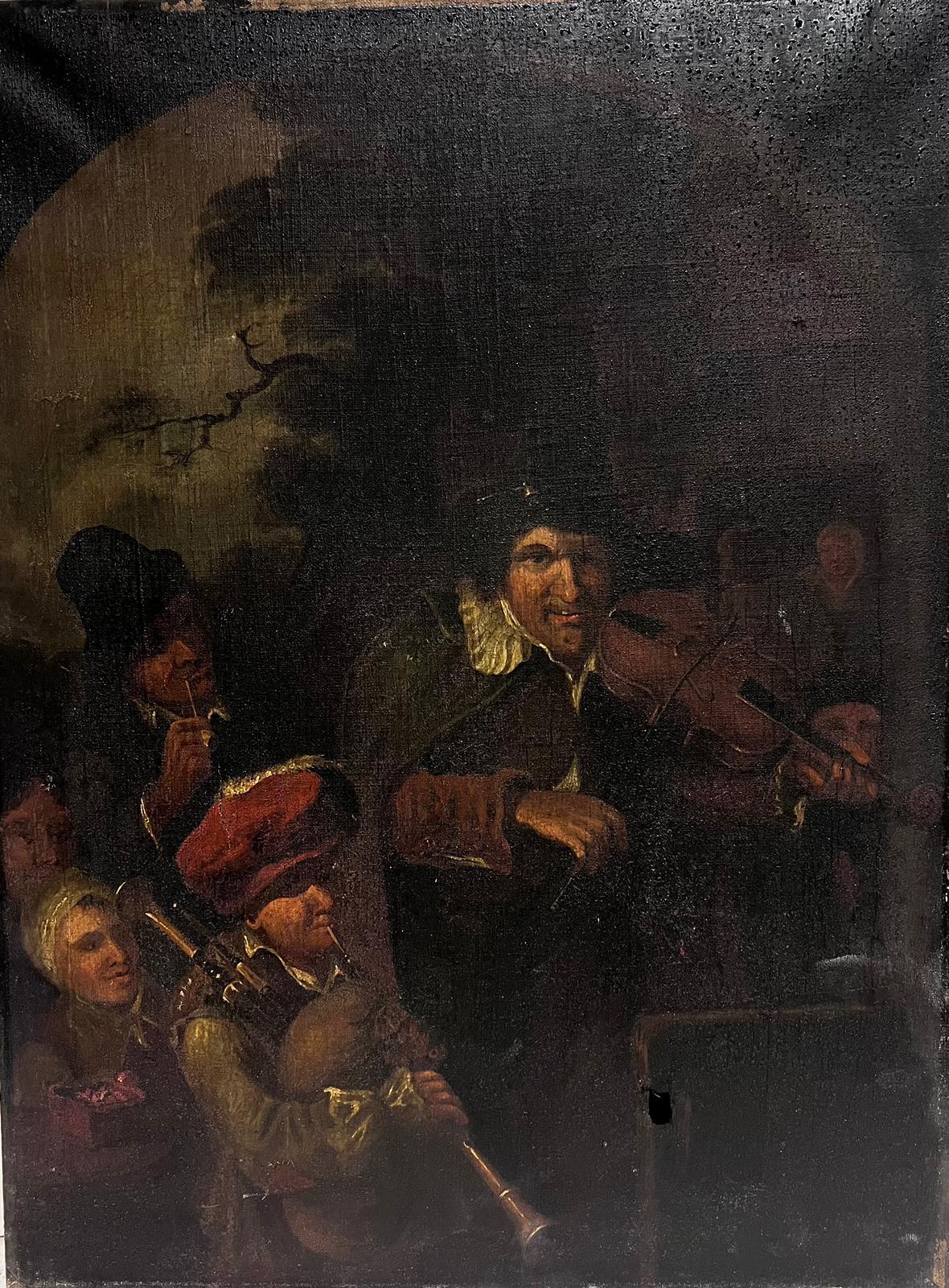 Dutch 18th century - Tavern Figures Playing the Fiddle Large 18th ...