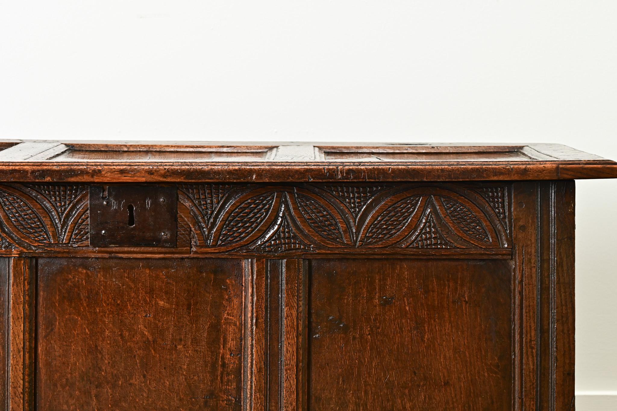 Dutch 19th Century Solid Carved Oak Coffer For Sale at 1stDibs