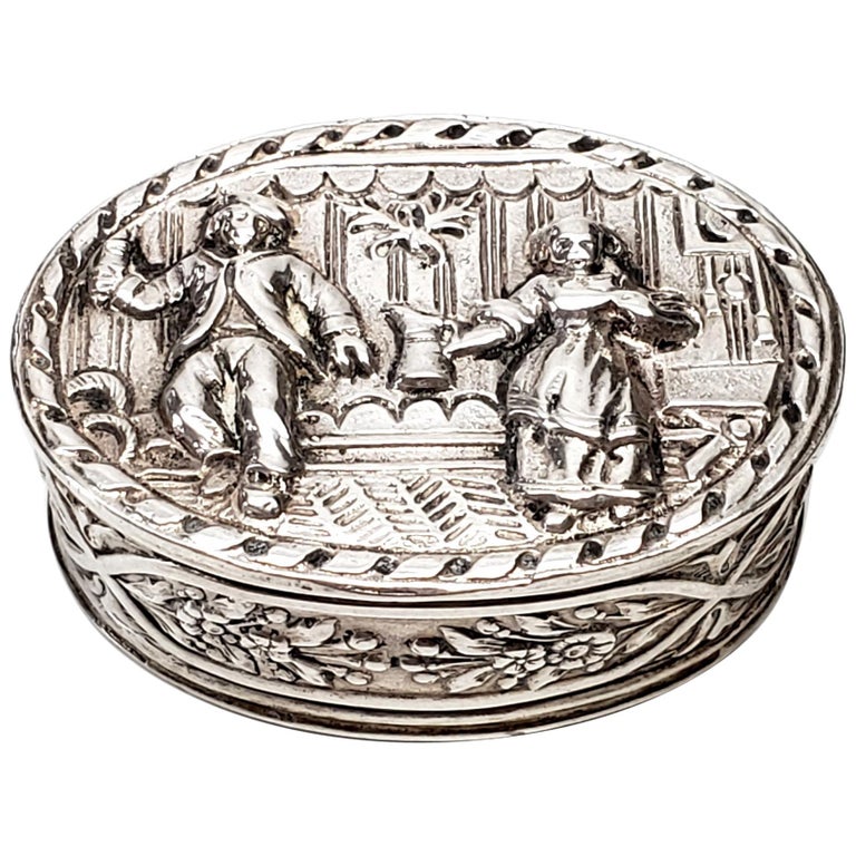Dutch 800 Silver Oval Pill Box at 1stDibs