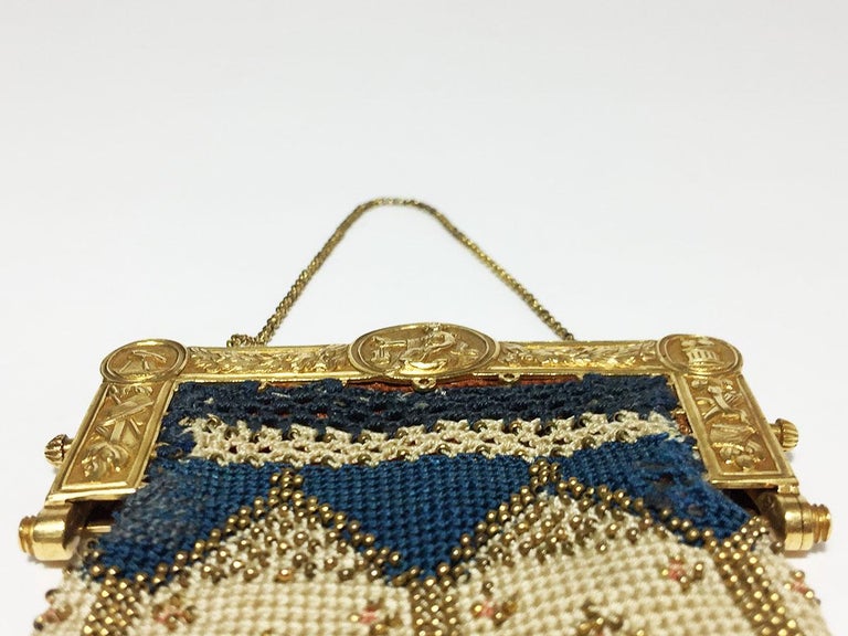 Dutch embroidered purse with golden purse mount, Amsterdam 1812 For ...