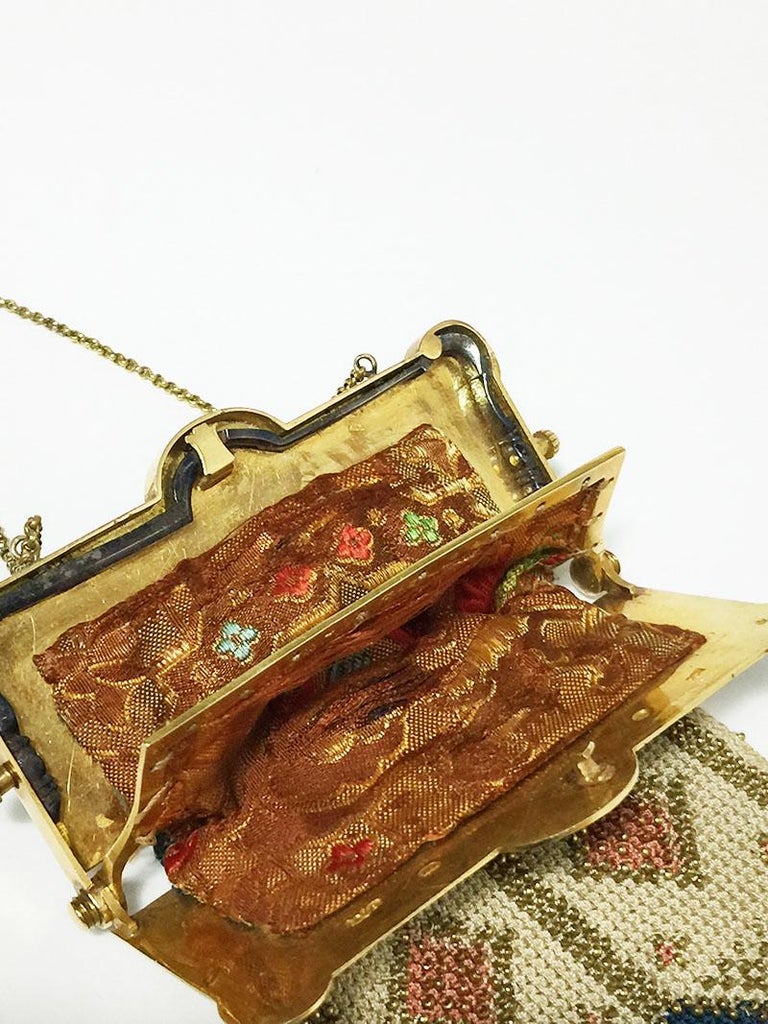 Dutch embroidered purse with golden purse mount, Amsterdam 1812 For ...