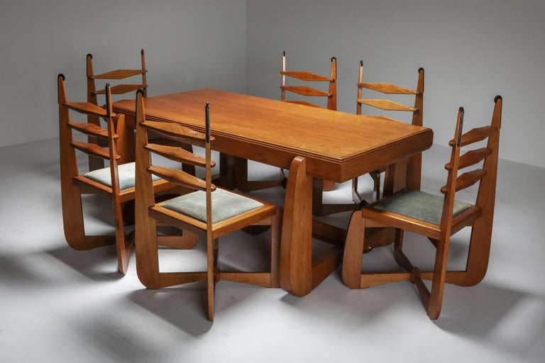 Dutch Art Deco Expressive Oak Dining Table For Sale at 1stDibs | dutch ...