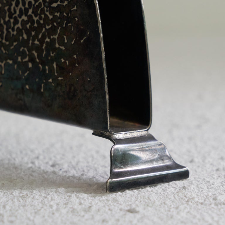 Dutch Art Deco Napkin Holder in Patinated Silver For Sale at 1stDibs