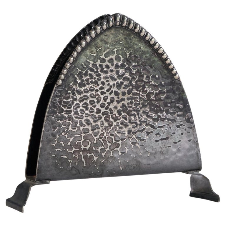 Dutch Art Deco Napkin Holder in Patinated Silver For Sale at 1stDibs