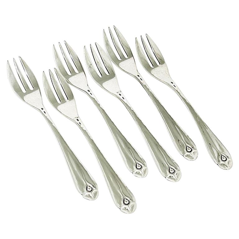 Dutch Art Deco Silver Cake Forks by W. Hooijkaas, 1920s For Sale at 1stDibs