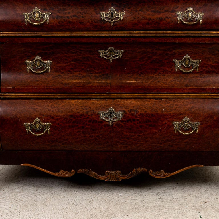 Dutch Baroque Revival Bombe Burlwood Chest For Sale at 1stDibs