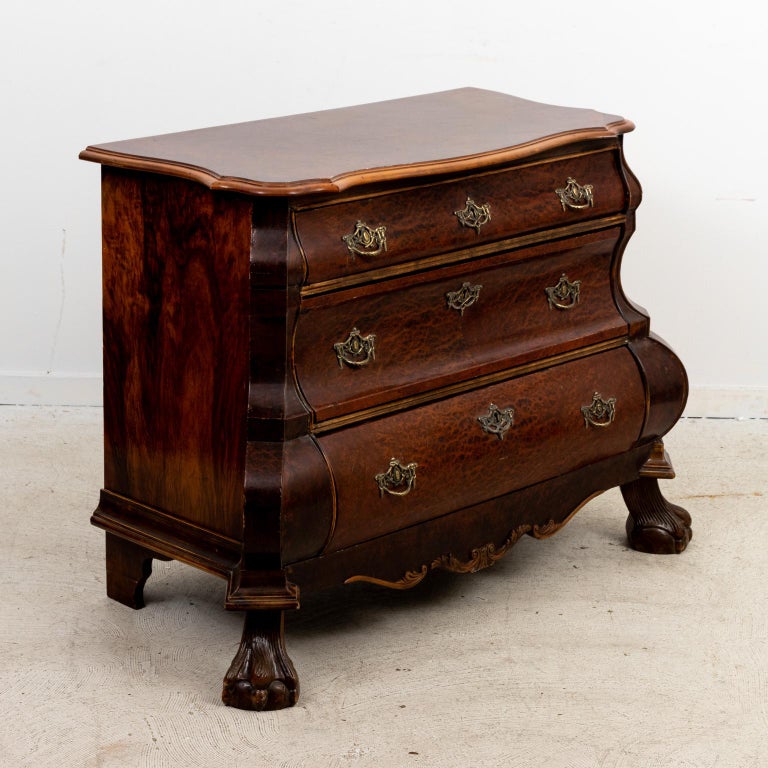 Dutch Baroque Revival Bombe Burlwood Chest For Sale at 1stDibs