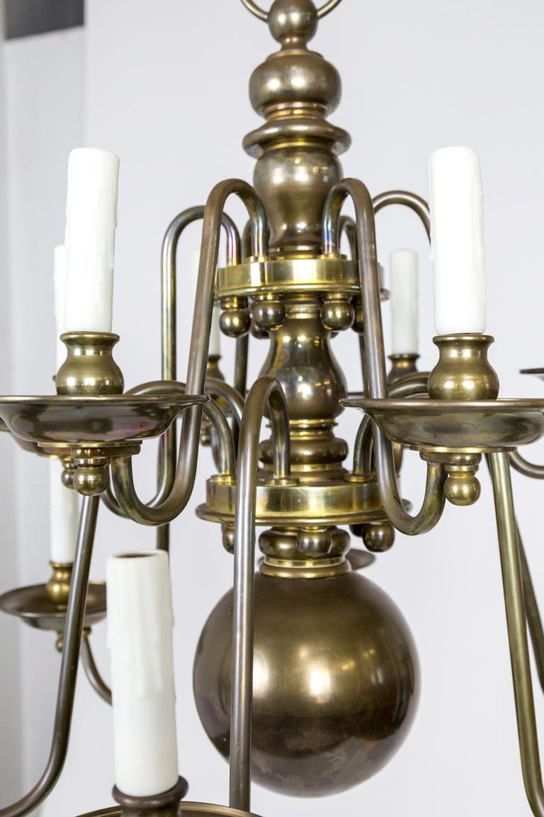 Dutch Baroque Style 2-Tier Aged Brass 12-Light Chandelier For Sale at ...