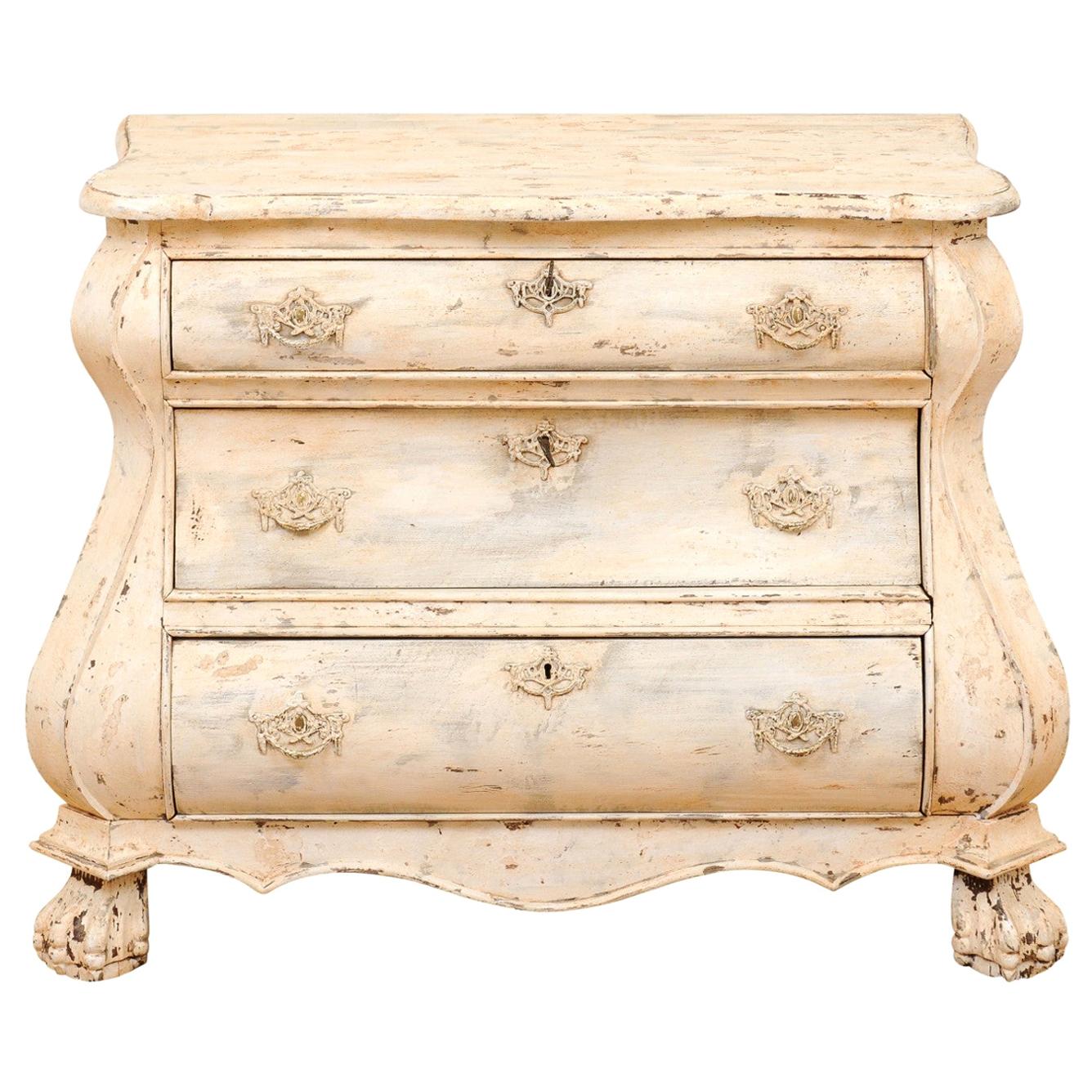 Venetian Painted Bombe' 3 Drawer Chest at 1stDibs