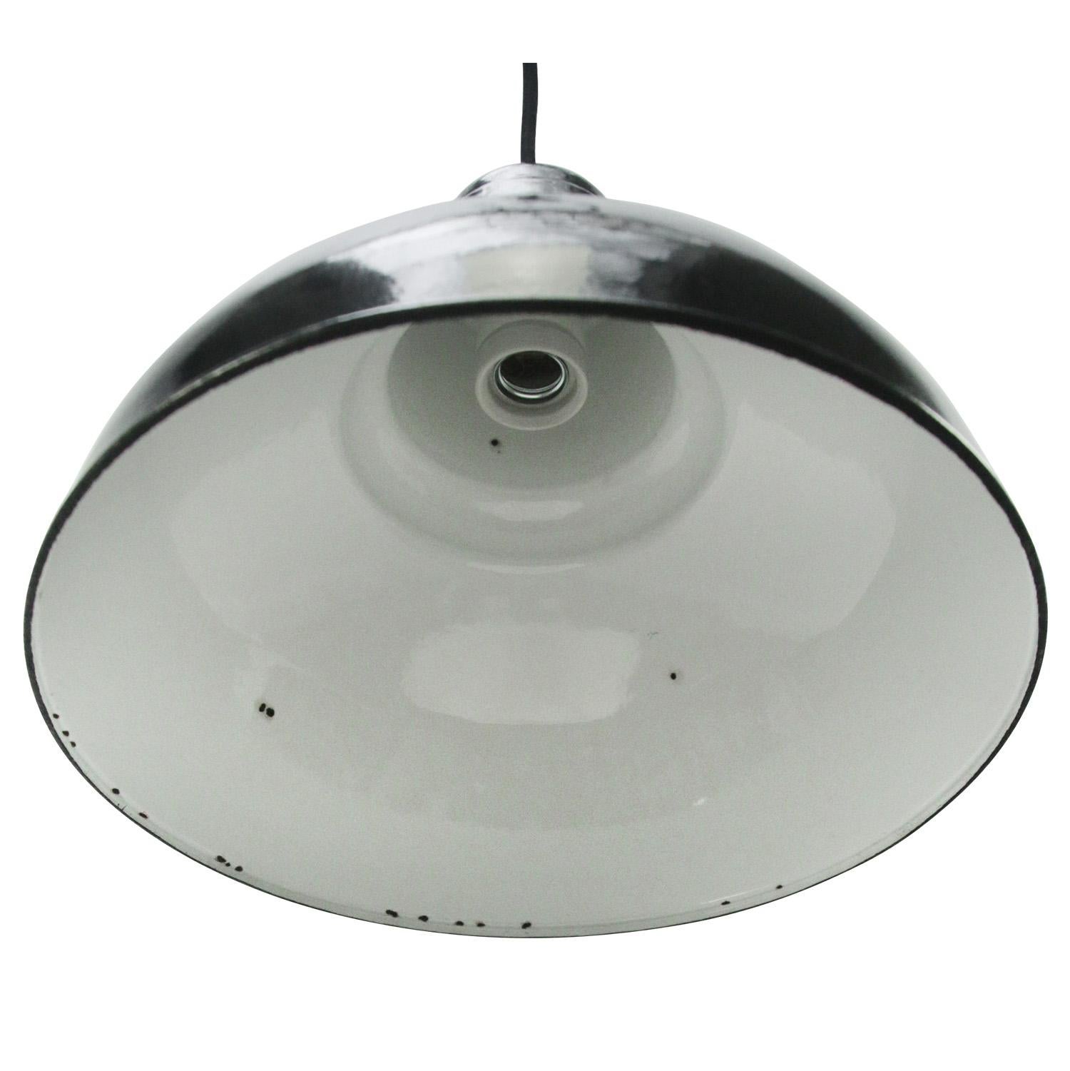Dutch Black Enamel Vintage Industrial Factory Pendant Lights by Philips ...