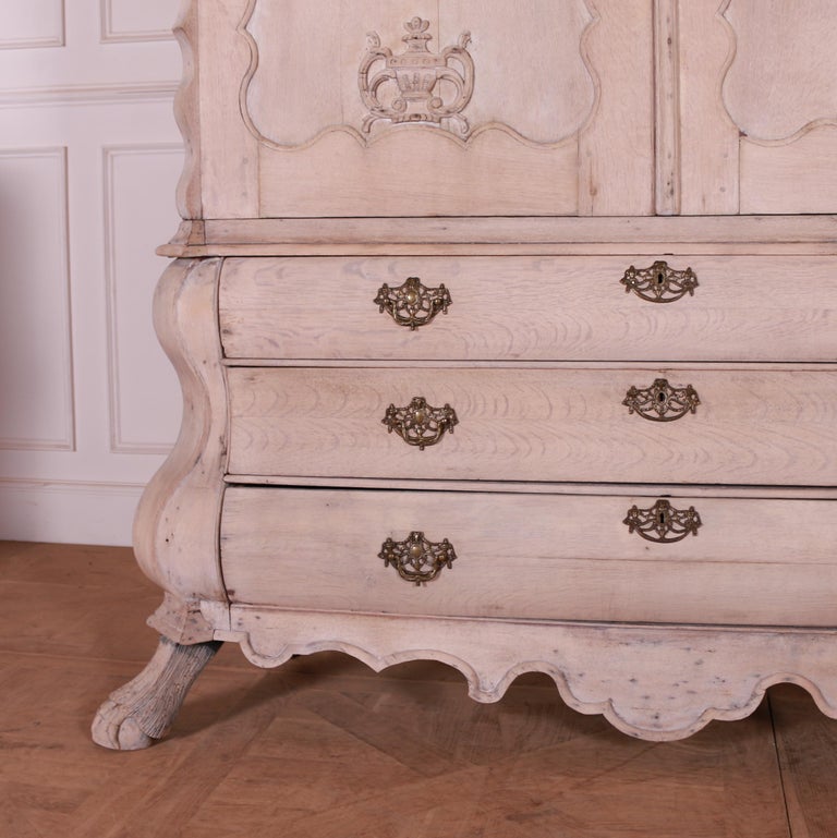 Dutch Bleached Oak Linen Cupboard For Sale at 1stDibs