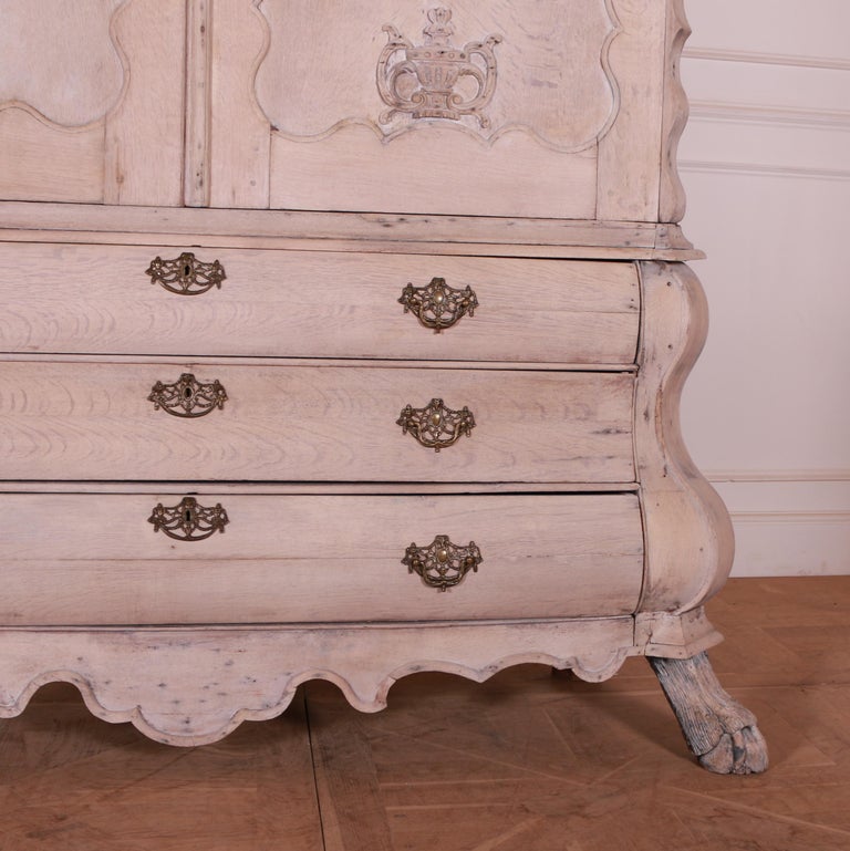 Dutch Bleached Oak Linen Cupboard For Sale at 1stDibs