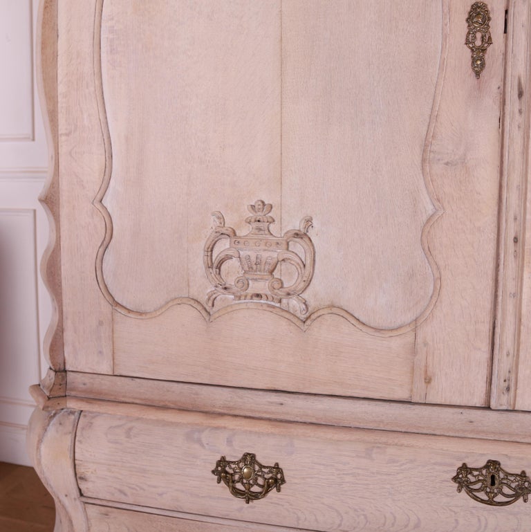 Dutch Bleached Oak Linen Cupboard For Sale at 1stDibs