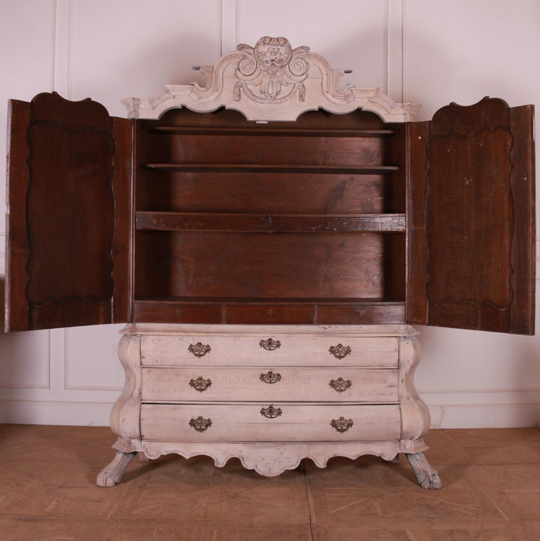 Dutch Bleached Oak Linen Cupboard For Sale at 1stDibs
