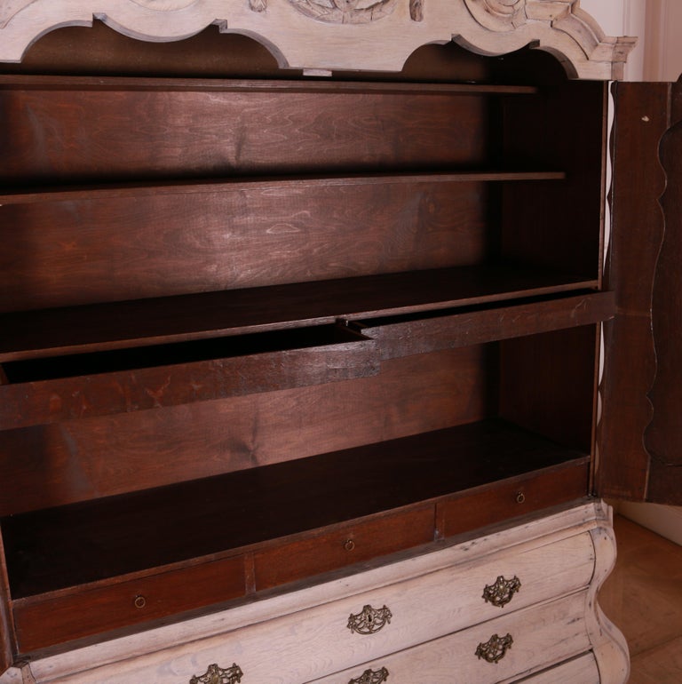Dutch Bleached Oak Linen Cupboard For Sale at 1stDibs