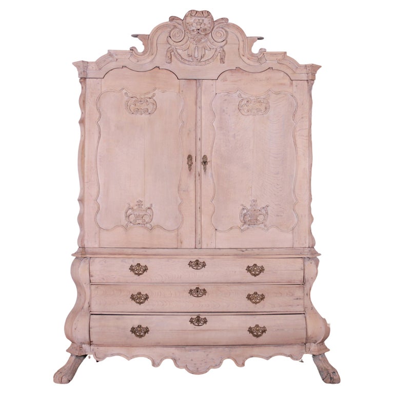 Dutch Bleached Oak Linen Cupboard For Sale at 1stDibs