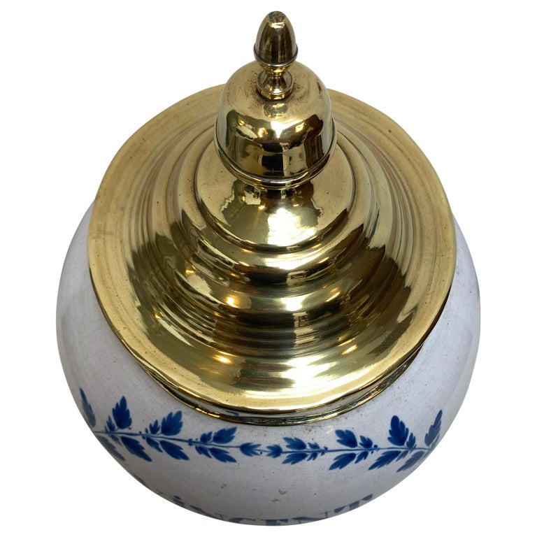 Dutch Blue and White Hand Painted and Glazed Delft Tobacco Jar, circa ...