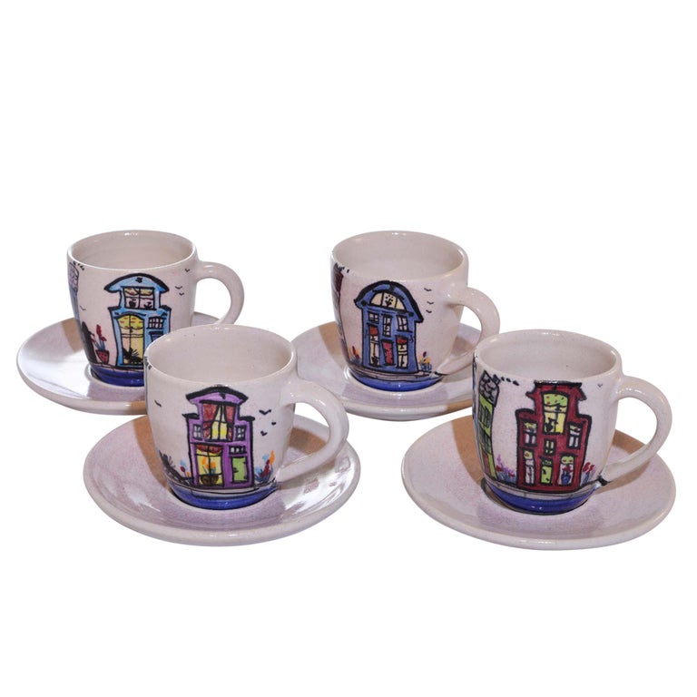 Dutch Canal Home Design Handmade Espresso Cups with Underplates Set of ...