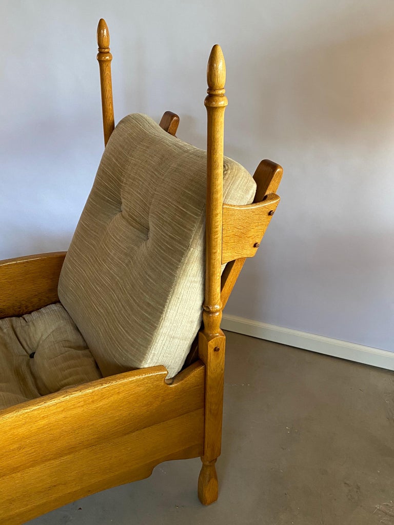 Pair of Dutch Castle Lounge Chairs in Oak, with Sheep Skin For Sale at ...