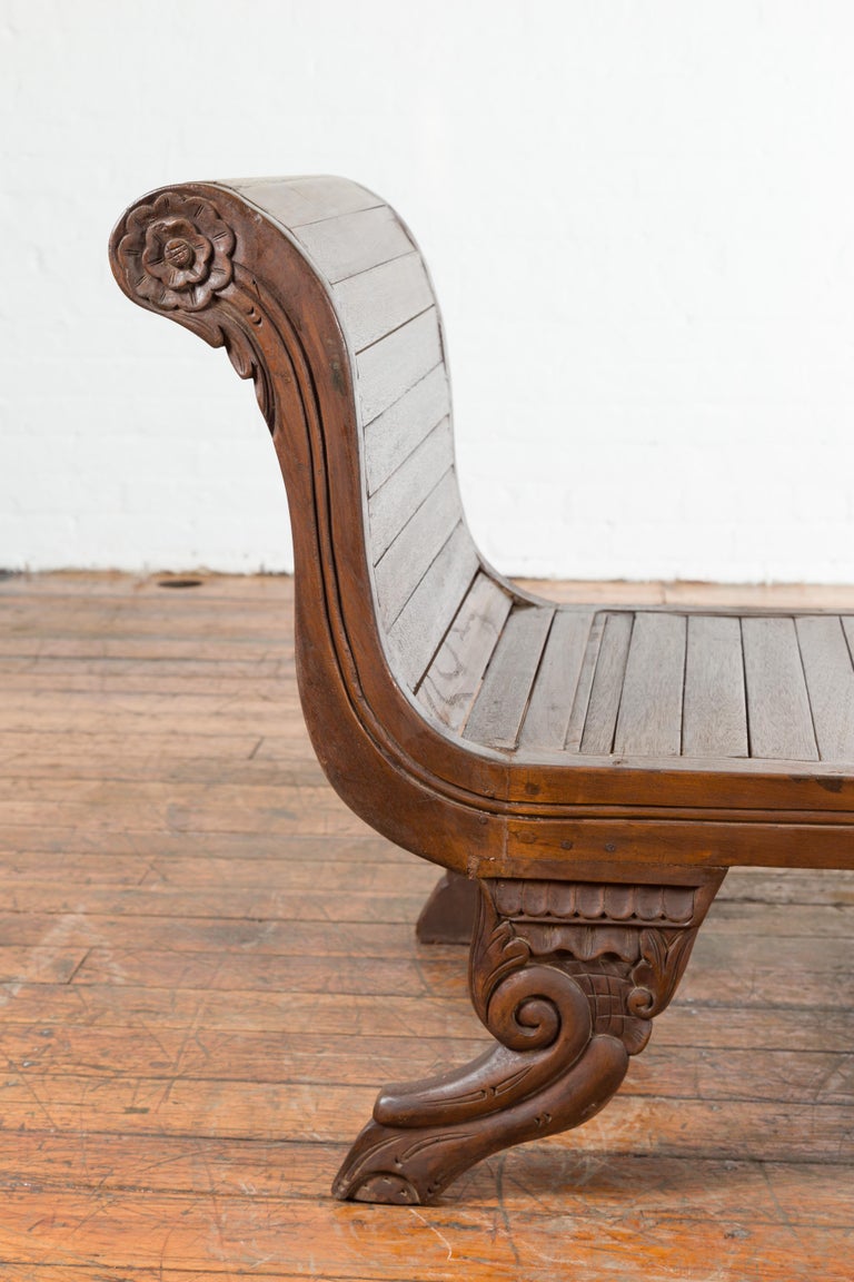 Dutch Colonial Early 20th Century Indonesian Lounge Chair with Carved ...