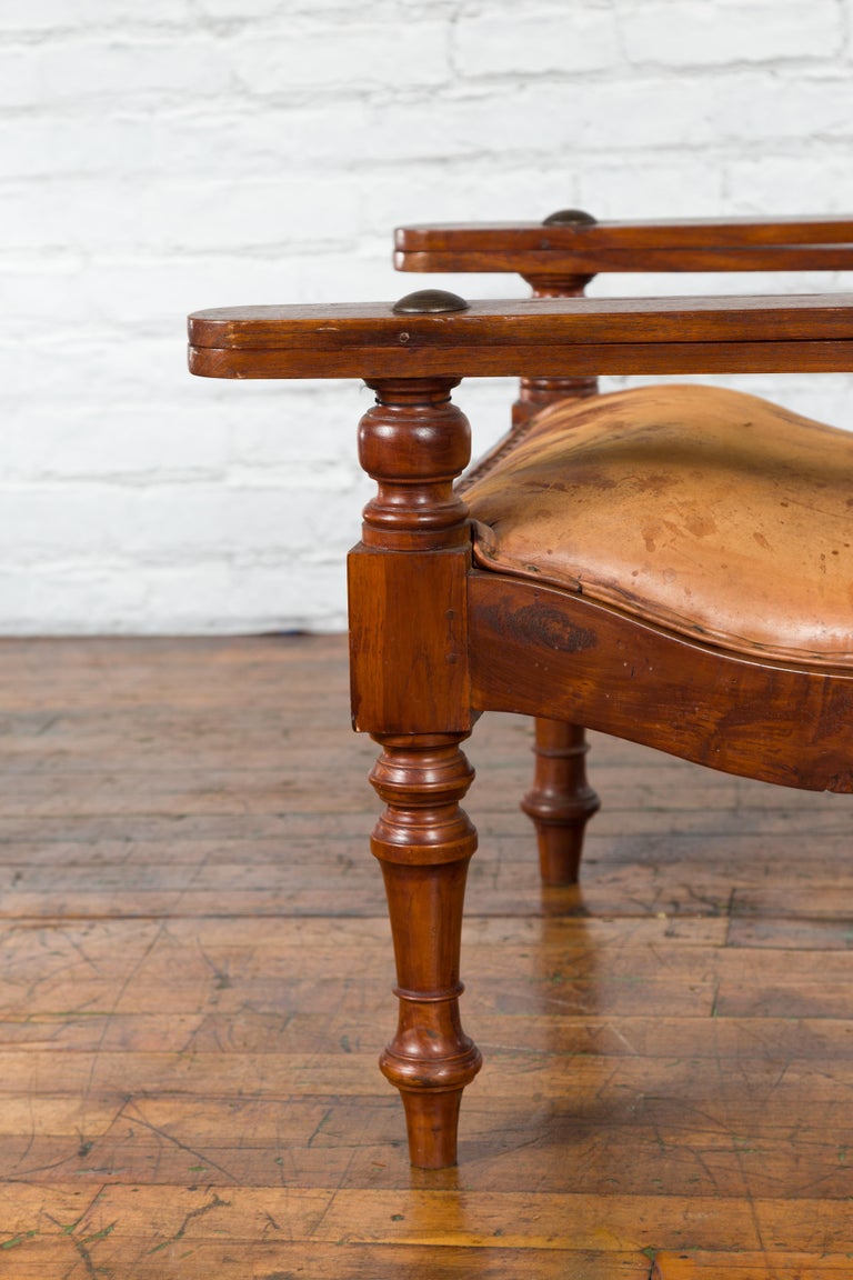 Dutch Colonial Early 20th Century Plantation Lounge Chair with Brown ...