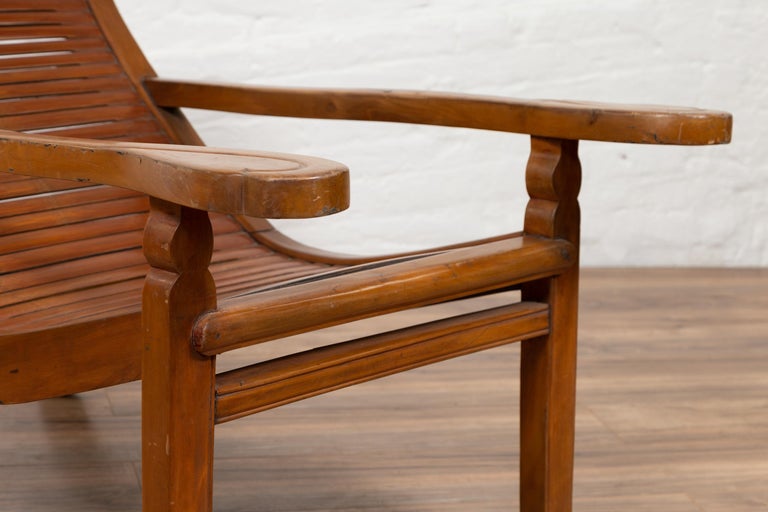Dutch Colonial Indonesian Plantation Lounge Chair with Curving Seat and ...